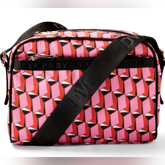 Diane Von Furstenberg | Bags | Dvf Pink Modern Geo Pattern Camera Bag ...